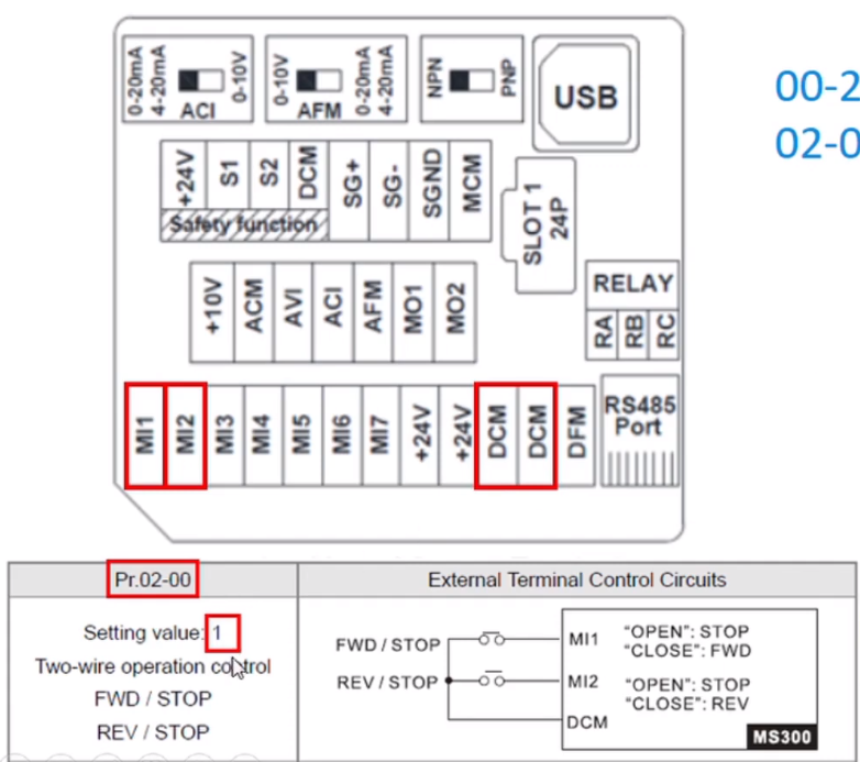 MS300 - Remote FWD and REV operation Control - 2 wire – DeltaACDrives.com